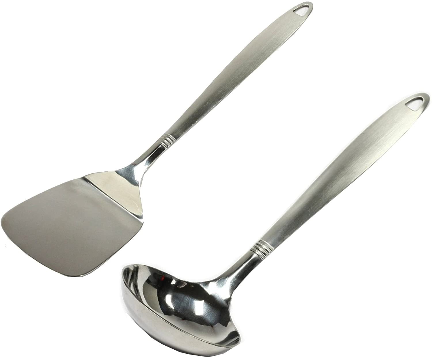 Chef Craft Stainless Steel Solid Spatula Turner & Ladle Set with ...