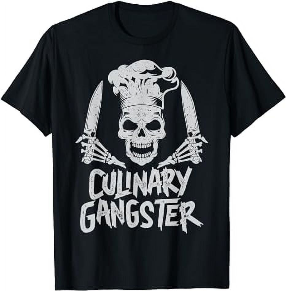 Chef Culinary Gangster Men Women Cook Skull Cooking Knife T-Shirt ...