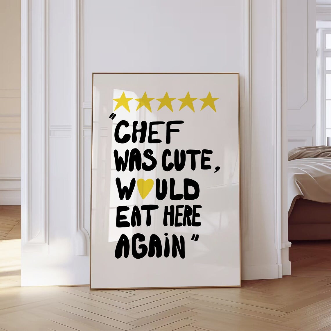 Chef Was Cute Would Eat Here Again Print, Retro Wall Art, Kitchen Wall ...