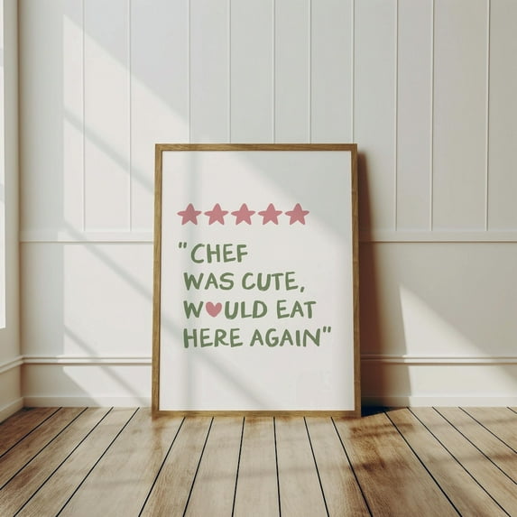 Chef Was Cute Would Eat Here Again Sage Green Kitchen Wall Art Eat Sign ...
