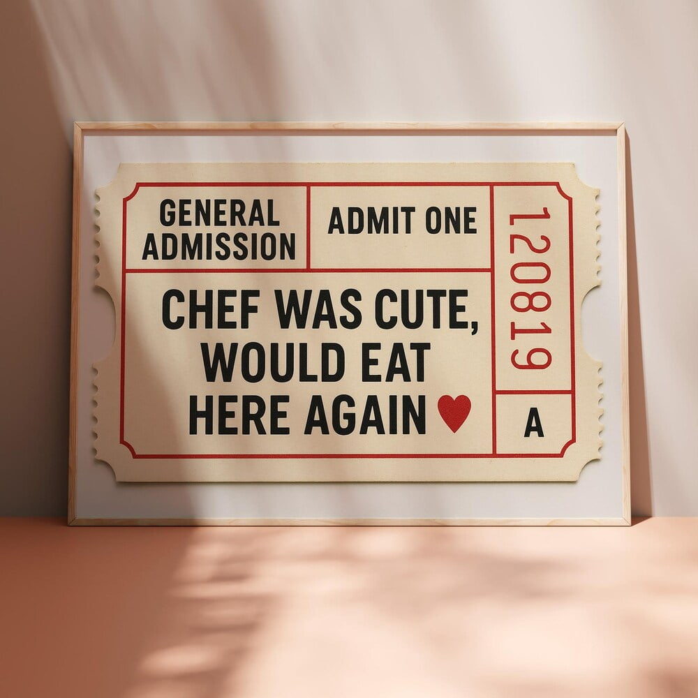 Chef Was Cute Guest Check Poster, Trendy Wall Art Prints Kitchen Decor ...