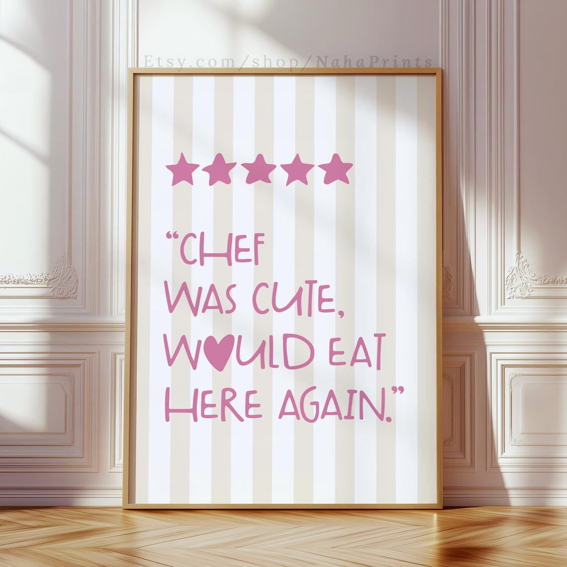 Chef Was Cute Print Aesthetic Kitchen Decor Cute Cooking Art Minimalist ...