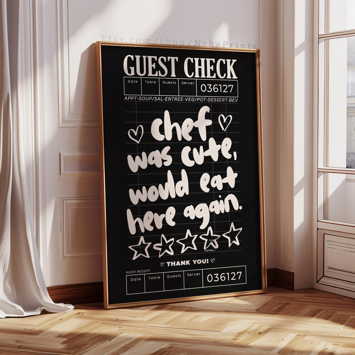 Chef Was Cute Print, Aesthetic Kitchen Wall Art, Cute Cooking Art ...