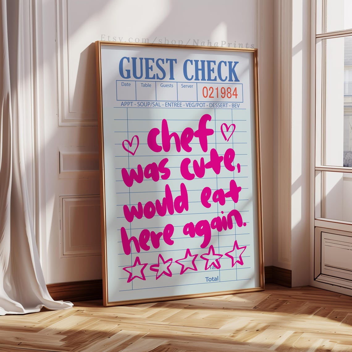Chef Was Cute Print, Kitchen Wall Art Cooking Aesthetic Decor, Guest ...