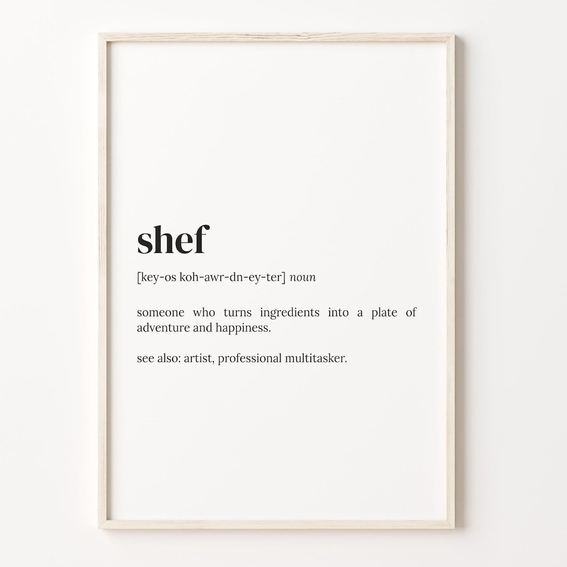 Chef Definition Dictionary Funny Kitchen Poster Unframed Paper Print ...