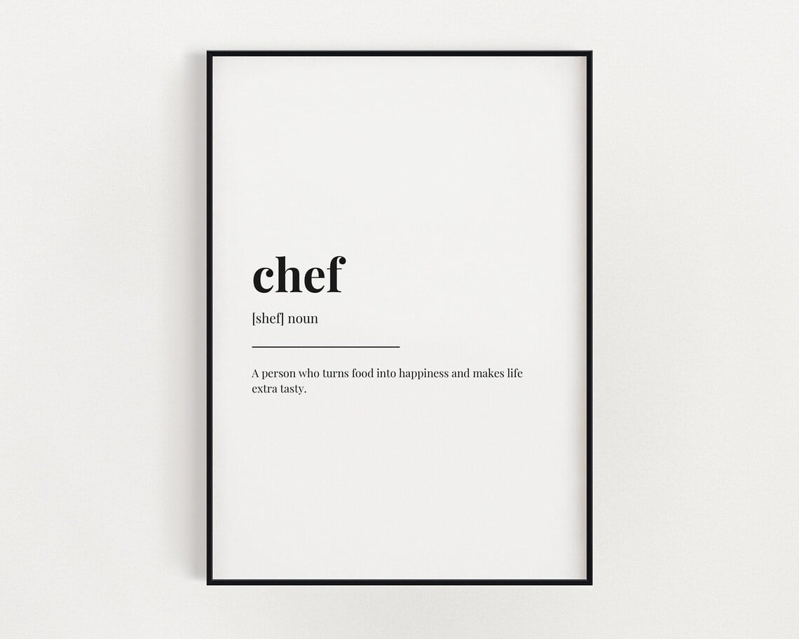 Chef Definition Meaning, Wall Art, Chef Gift, Kitchen Décor, Print ...
