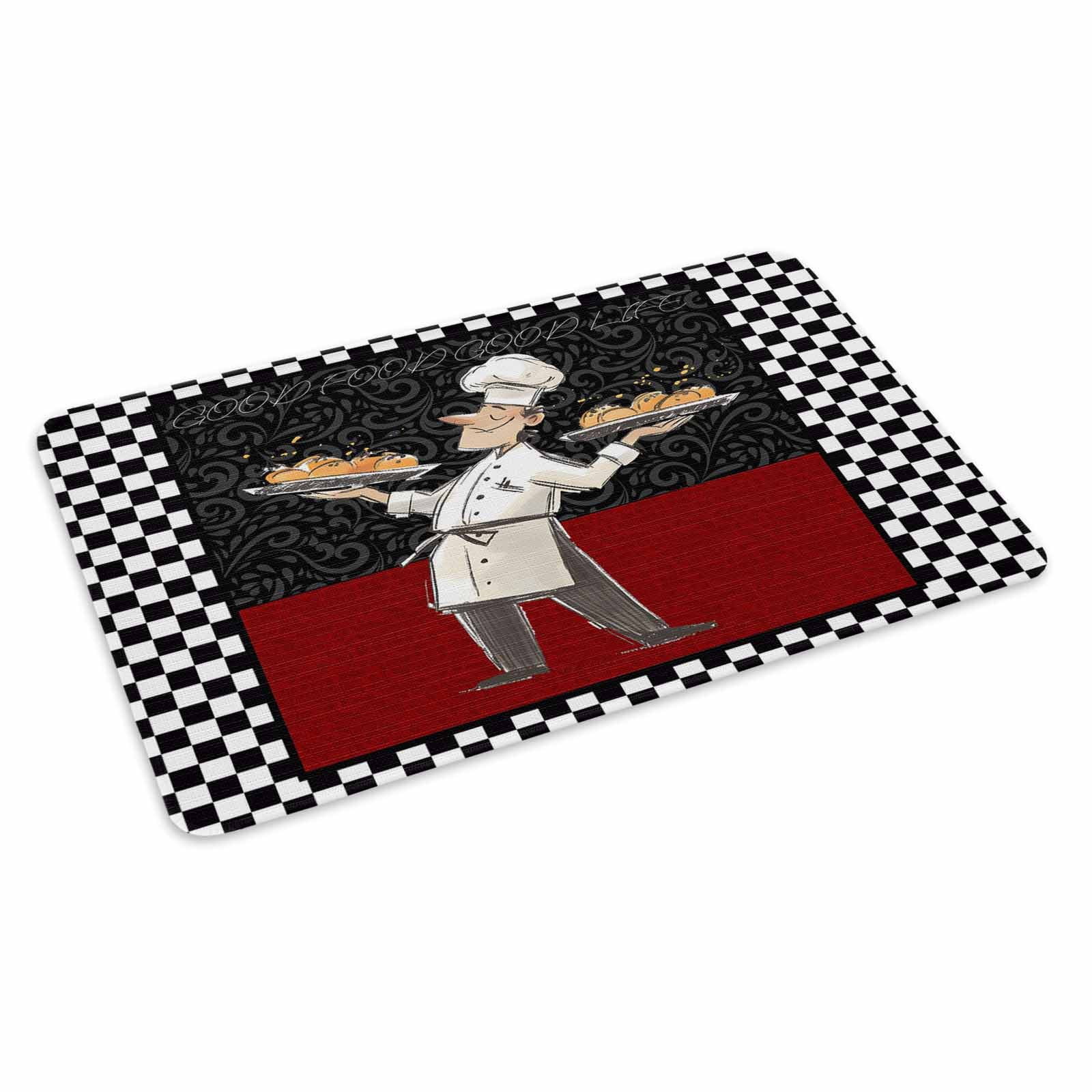 Chef Doormat Outdoor Entrance 18"x30", Cartoon Cute Watercolor Cooking ...