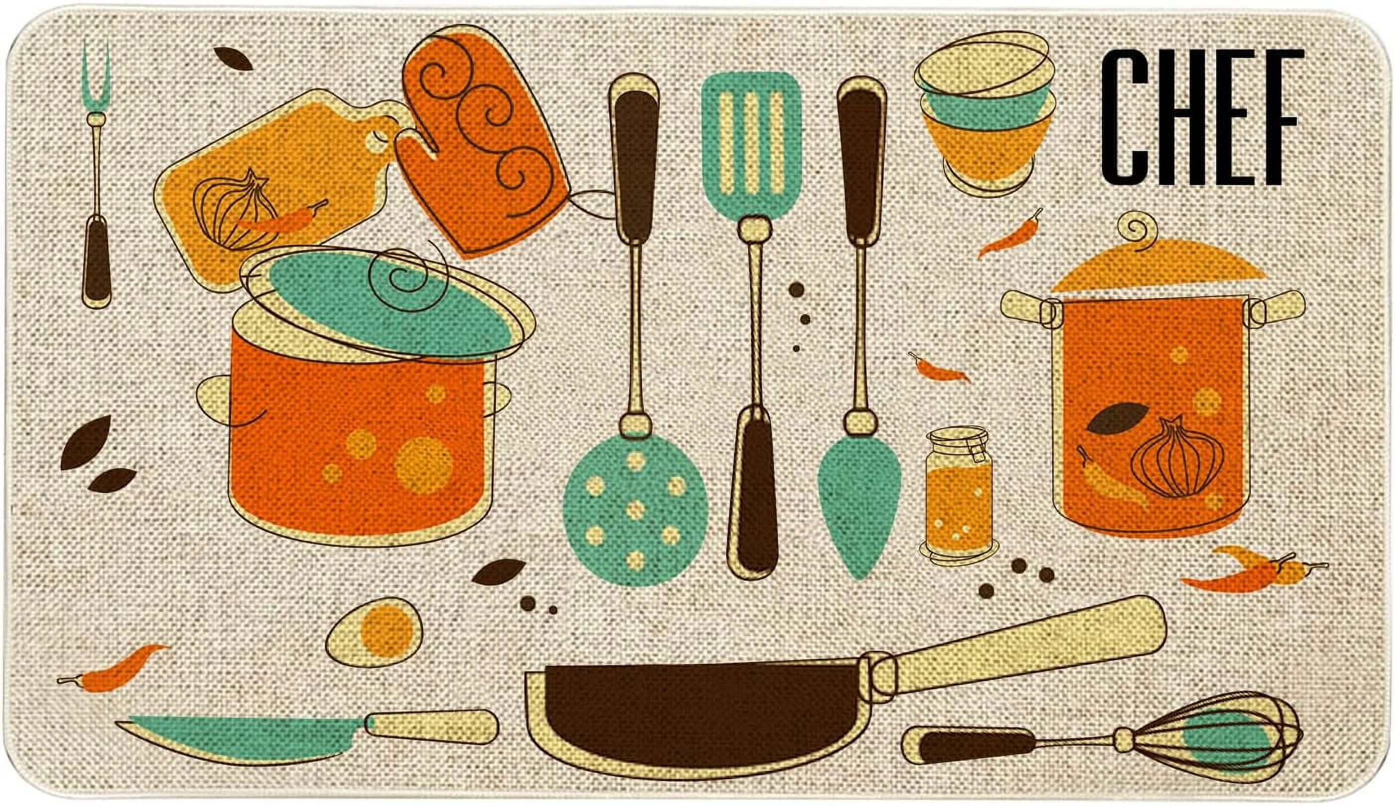 Chef Farmhouse Kitchen Rug 30x17 Inch Seasonal Washable NonSlip Door ...