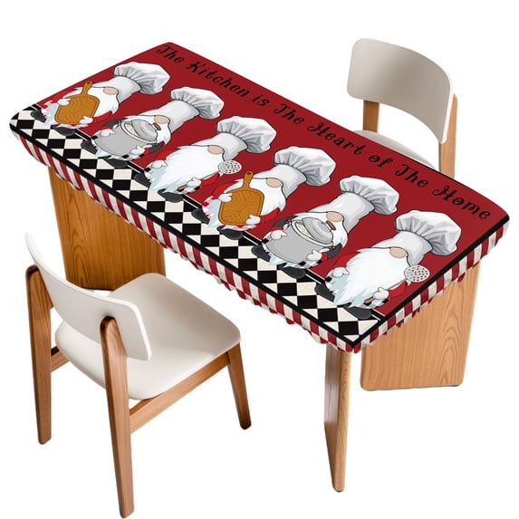 The Chef Fitted Rectangle Tablecloth 30" x 60" Gnome Kitchen Black ...