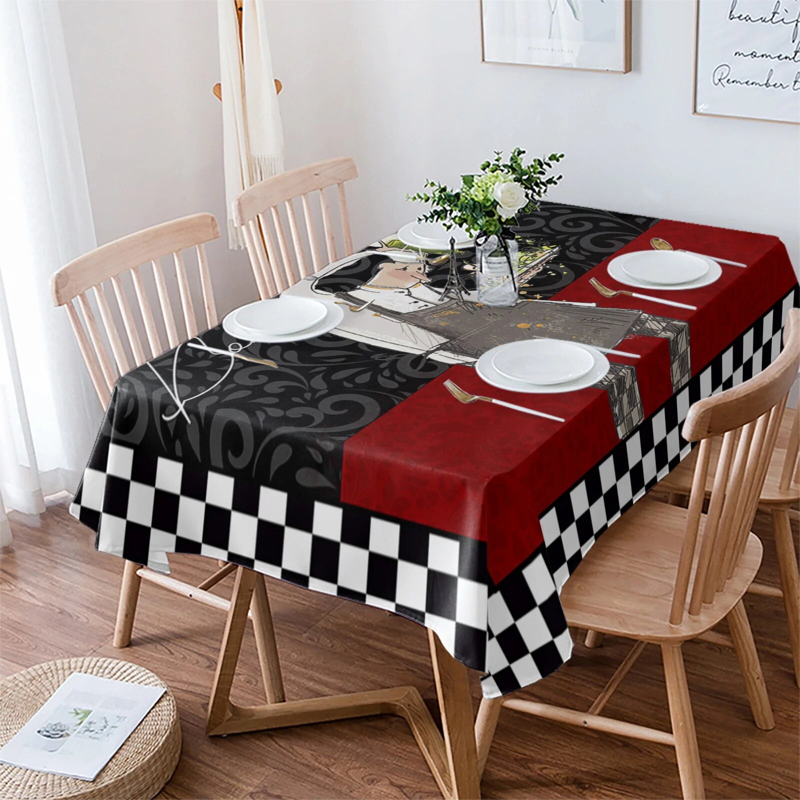 Chef Food Vintage Texture Tablecloth Waterproof Dining Table Party ...