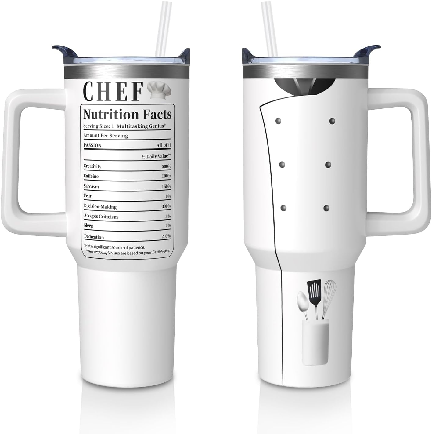 Chef Gifts for Women Men, 40 Oz Tumbler Cup with Handle and Lid Straw ...