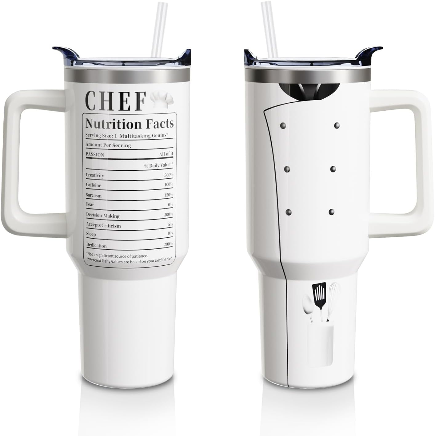 Chef Gifts for Cup Women Men, 40 Oz Tumbler with Handle and Lid Straw ...