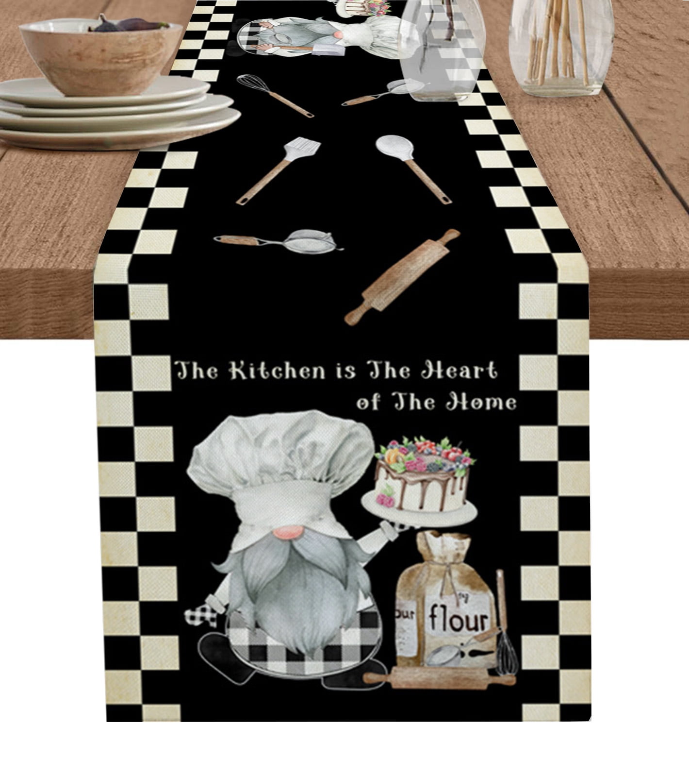 Chef Gnome Plaid Cake Cooking Table Runner ration Home r Dinner Table ...