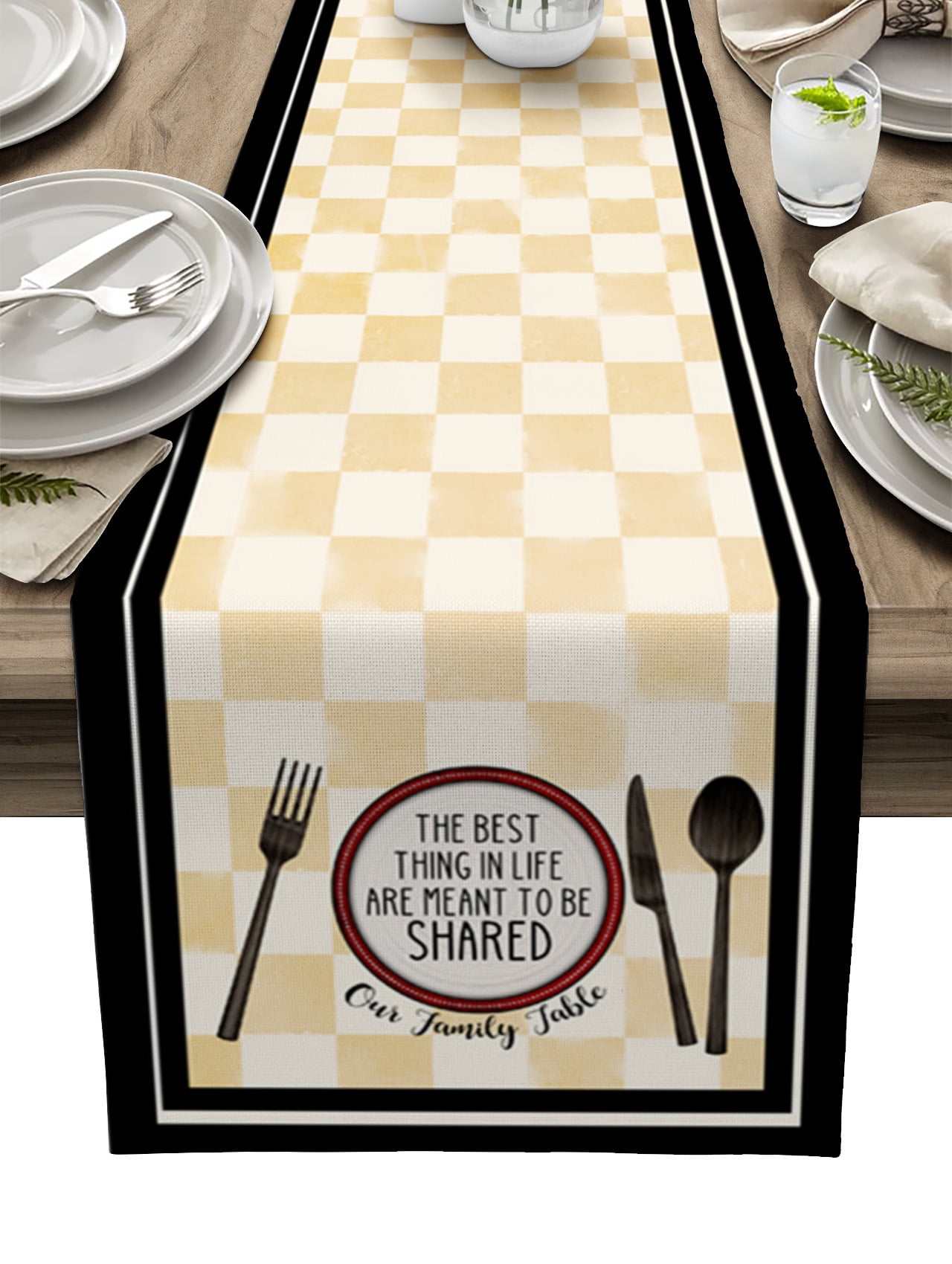Chef Gnome Plaid Cake Table Runners Kitchen Runner Dinning Wedding ...