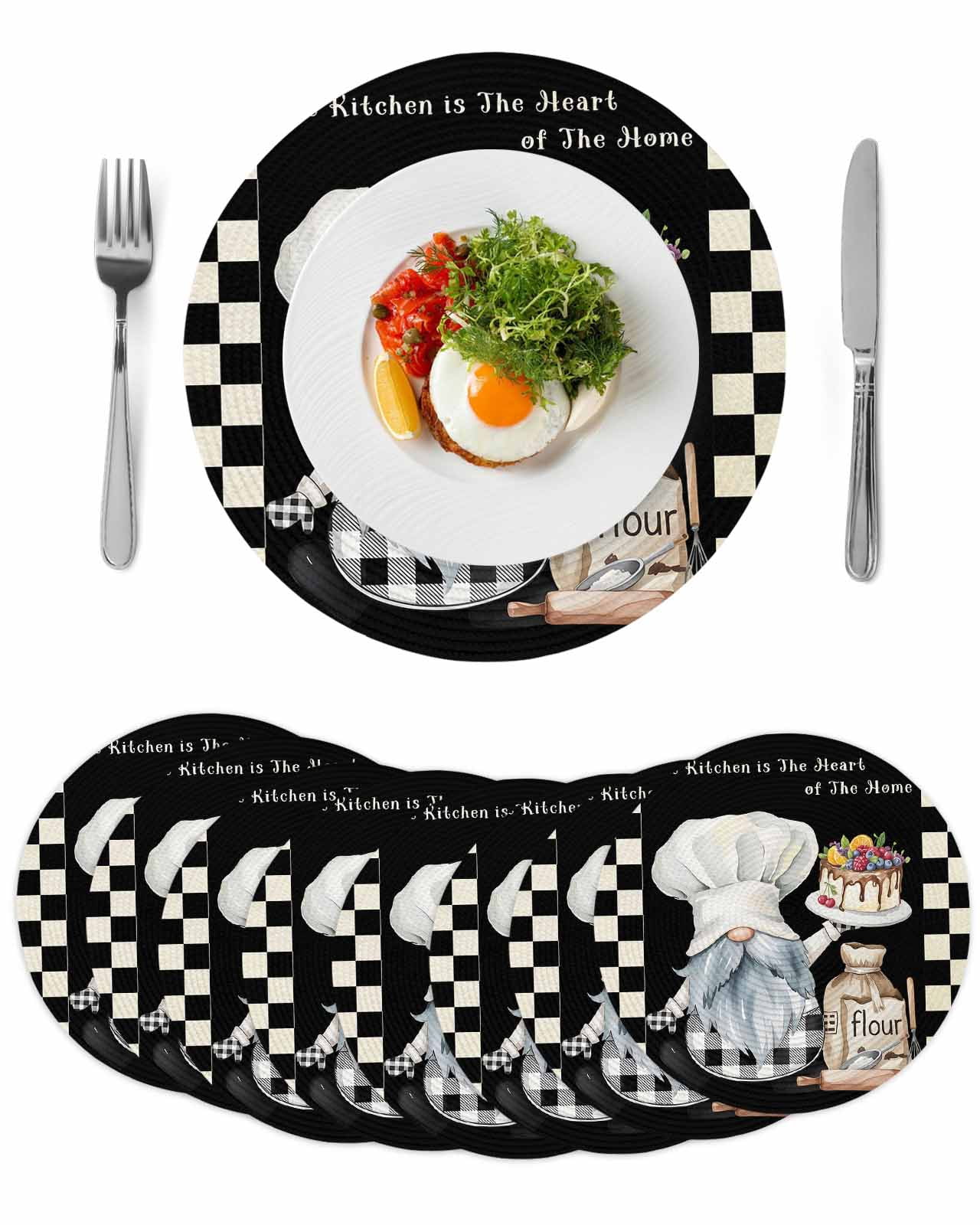 Chef Gnomes Round Placemats Set of 8 for Dinning Tables,Heat-proof ...