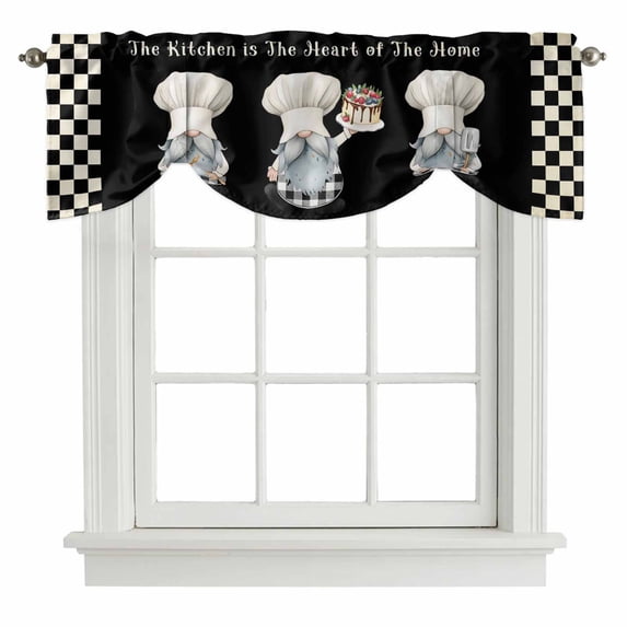 Chef Gnomes Tie Up Valance Curtains for Windows, Kitchen Curtains ...