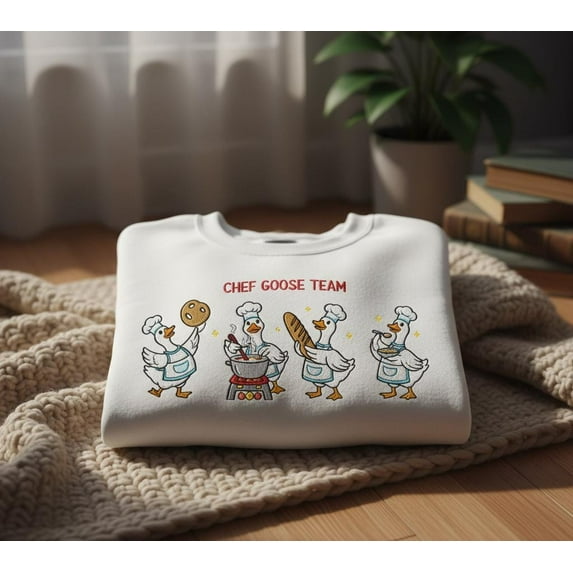 Chef Goose Team Sweatshirt Embroidered Funny Cooking Goose Design ...