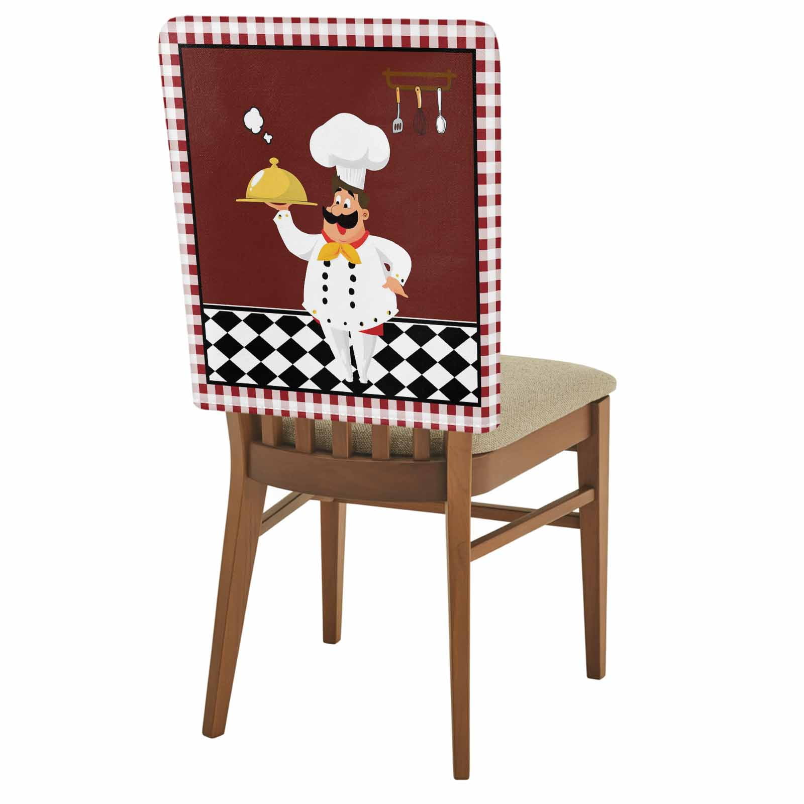 Chef Gourmet Chair Back Covers Set of 4, Red Plaid Kitchen Vintage ...