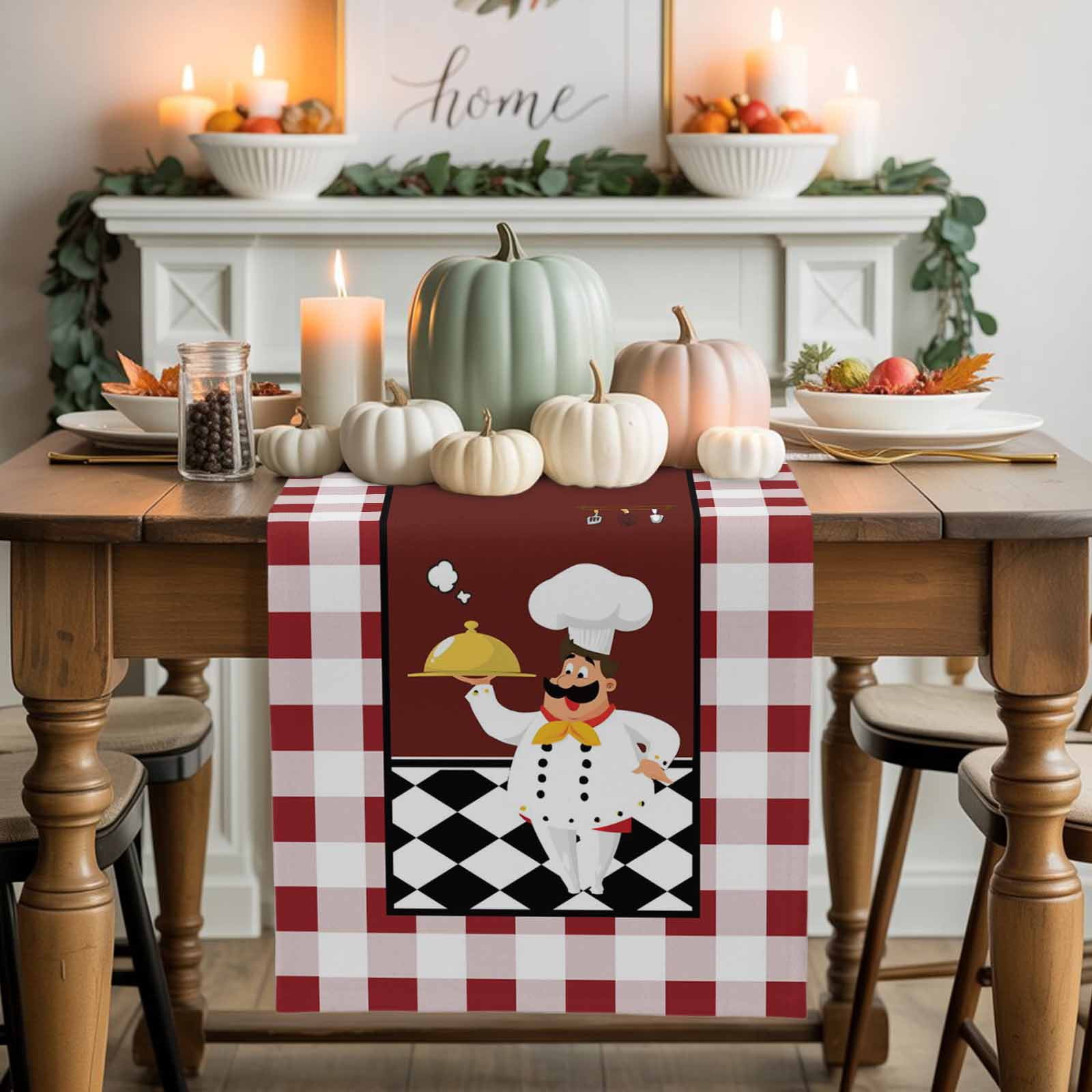 Chef Gourmet Cotton Linen Table Runner, Washable Table Runners for ...