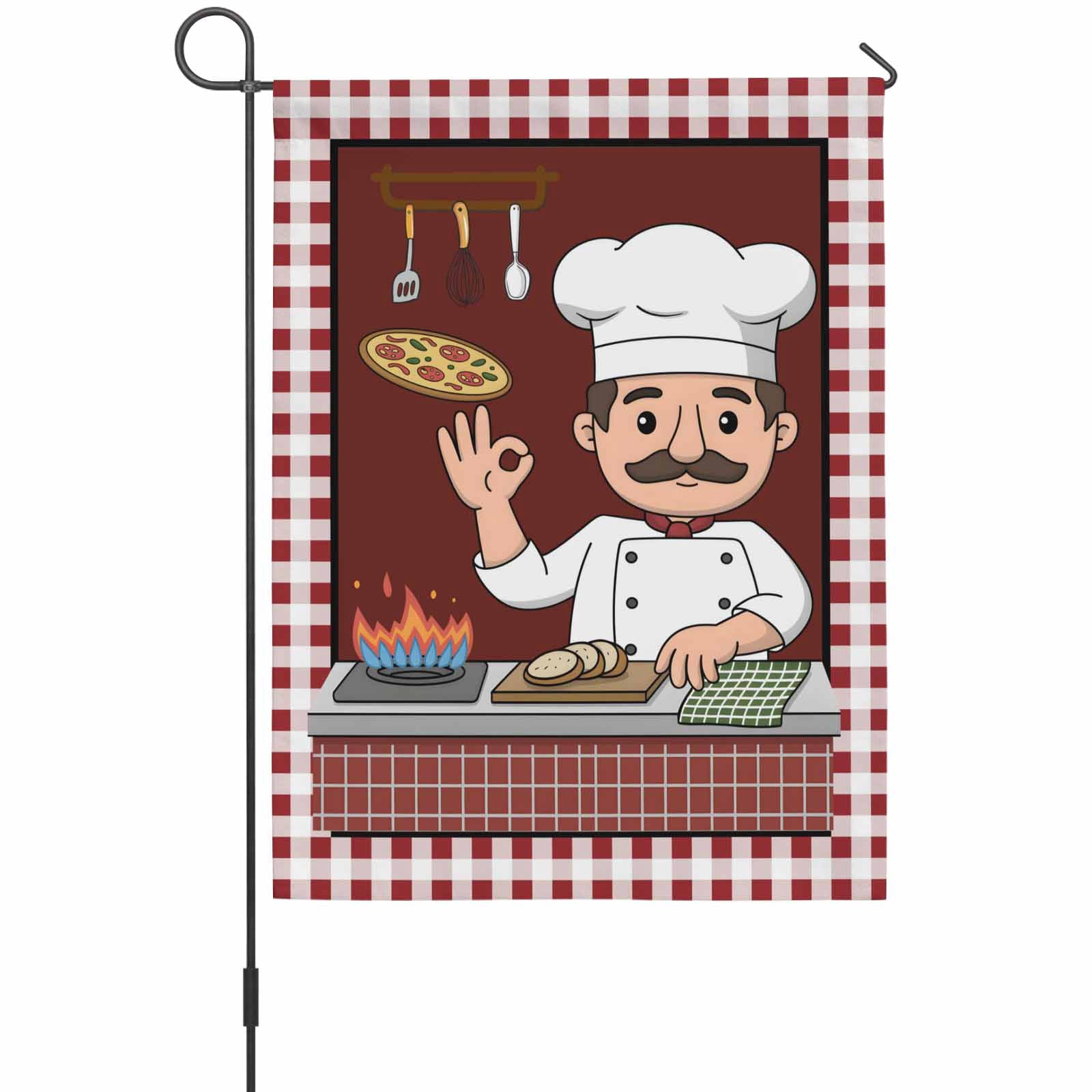 Chef Gourmet Kitchen Garden Flag 12 x 18 Inches, Knife And Fork Red ...