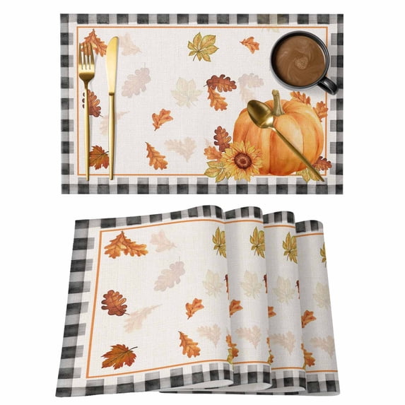 Chef Gourmet Kitchen Placemats Set of 6, Knife And Fork Red Plaid Non ...