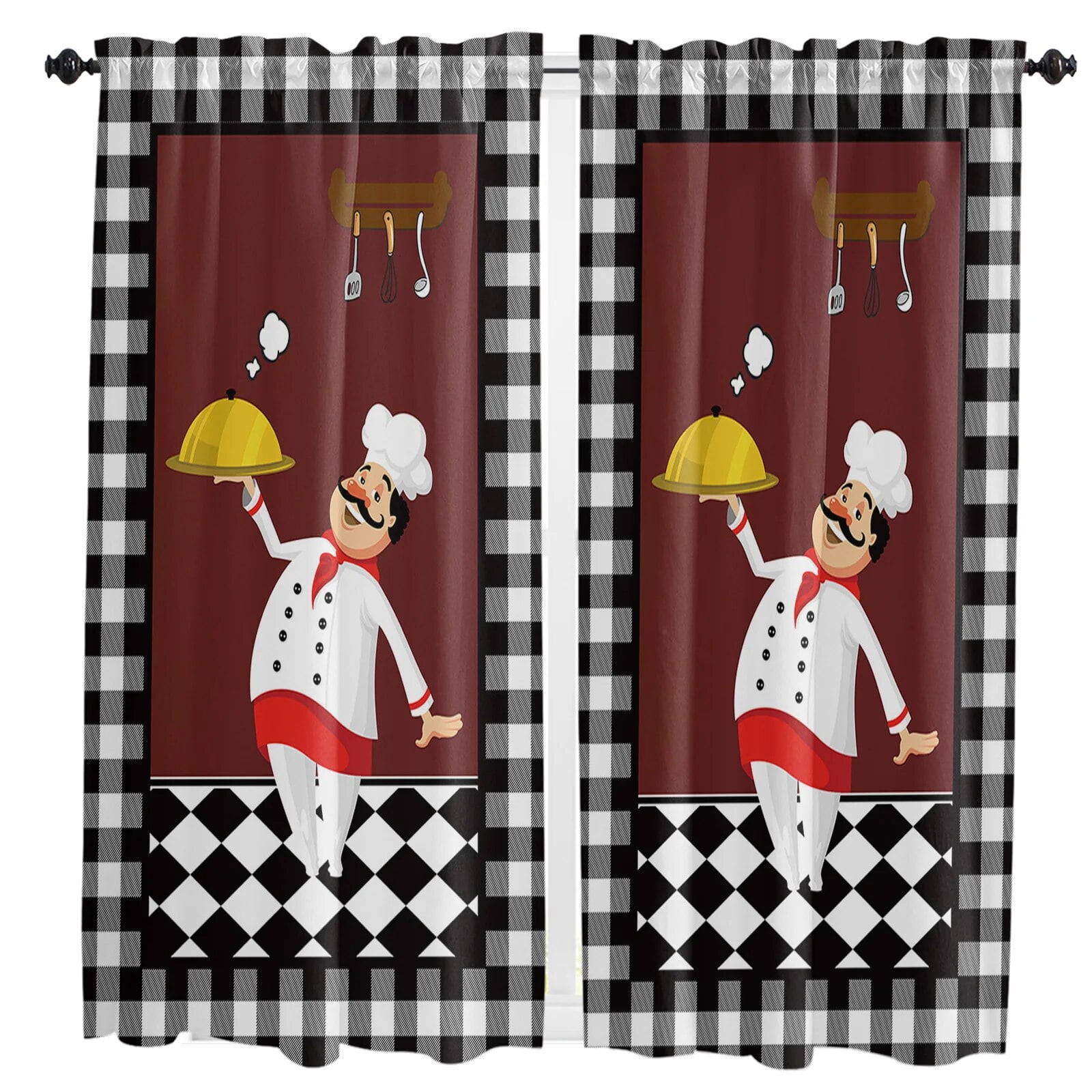 Chef Gourmet Knife And Fork Curtain Home Decoration Living Room Short ...