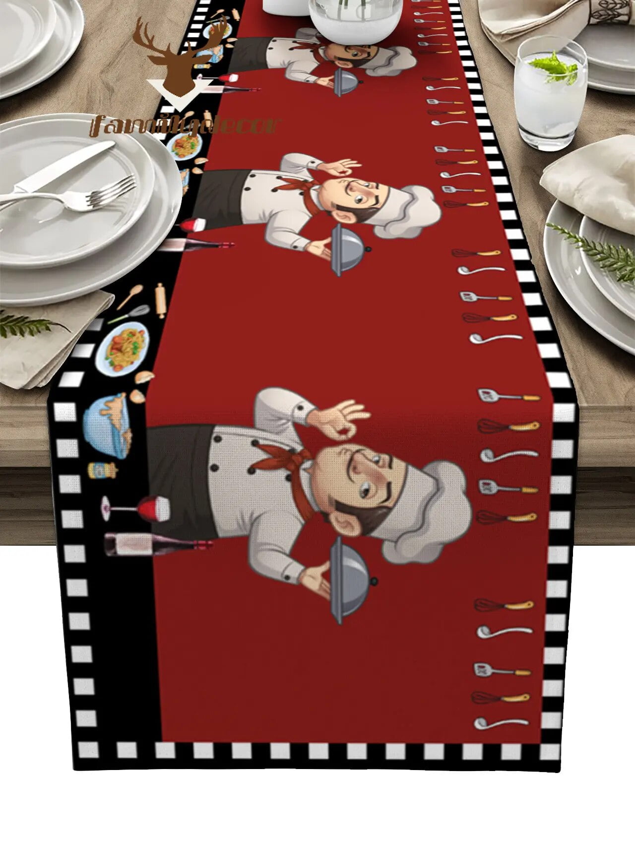 Chef Gourmet Knife And Fork Lattice Table Runner Home Wedding Table Mat ...