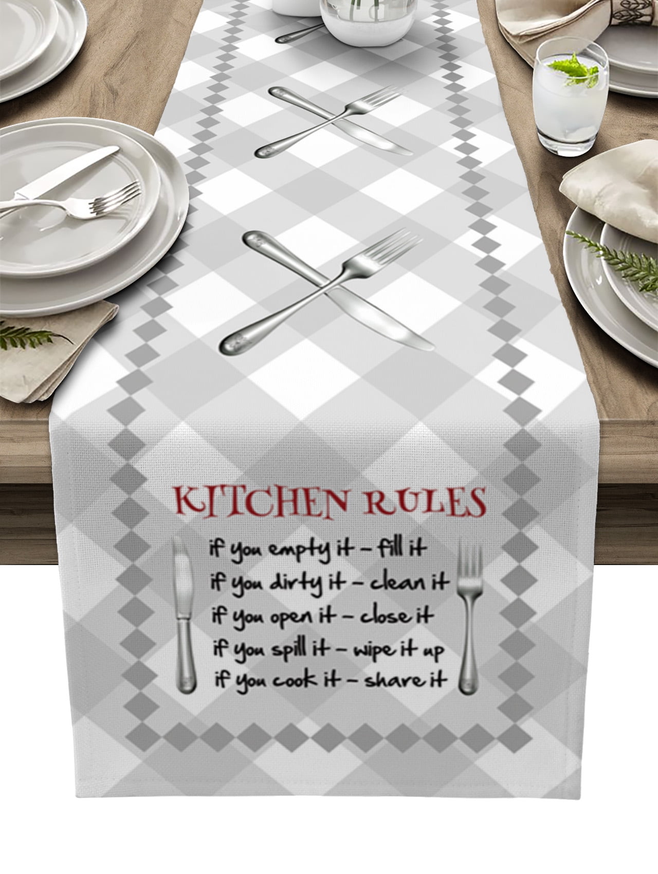 Chef Gourmet Knife And Fork Lattice Table Runner Luxury Wedding ration ...