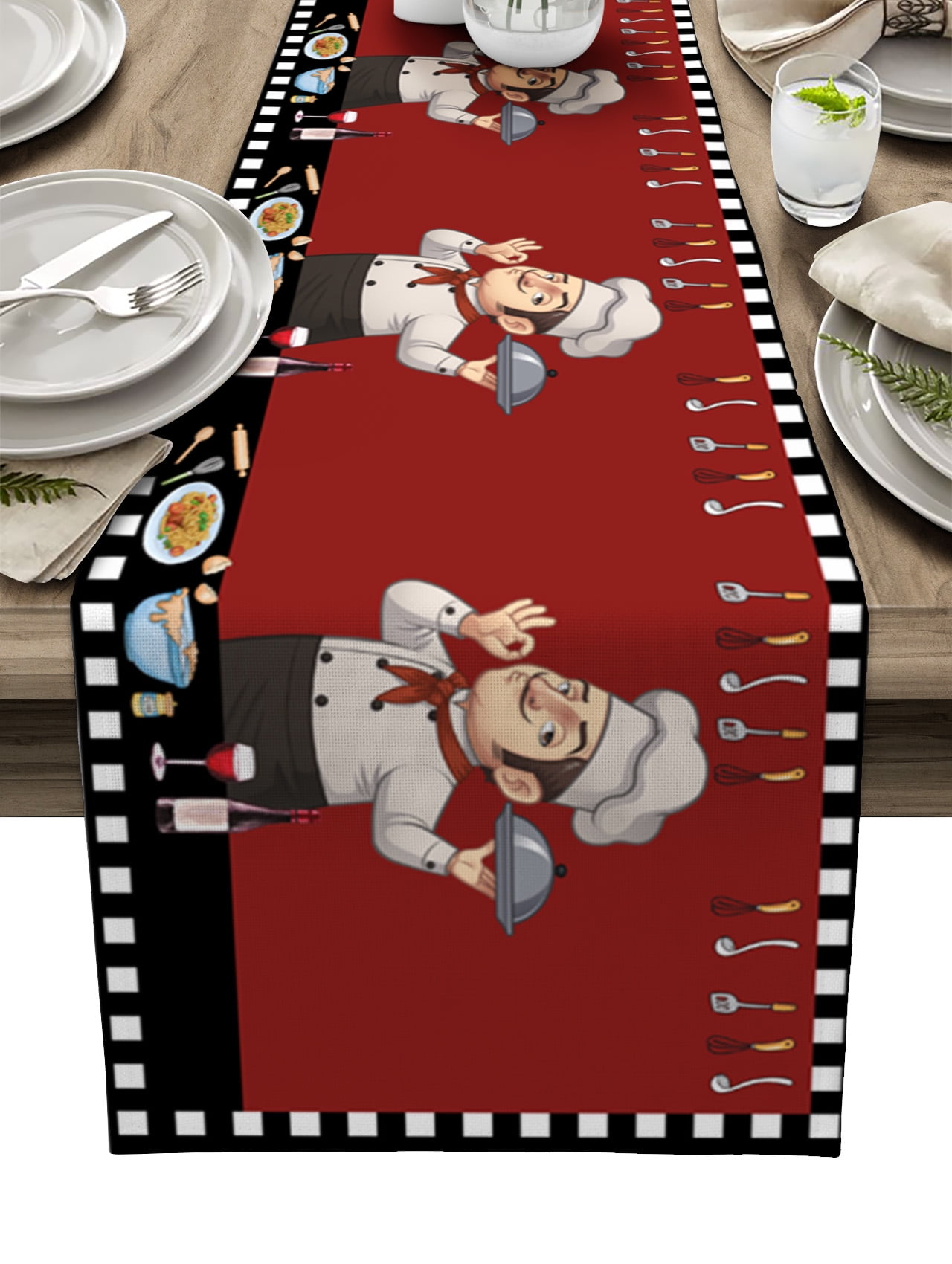 Chef Gourmet Knife And Fork Lattice Table Runner Luxury Wedding ration ...
