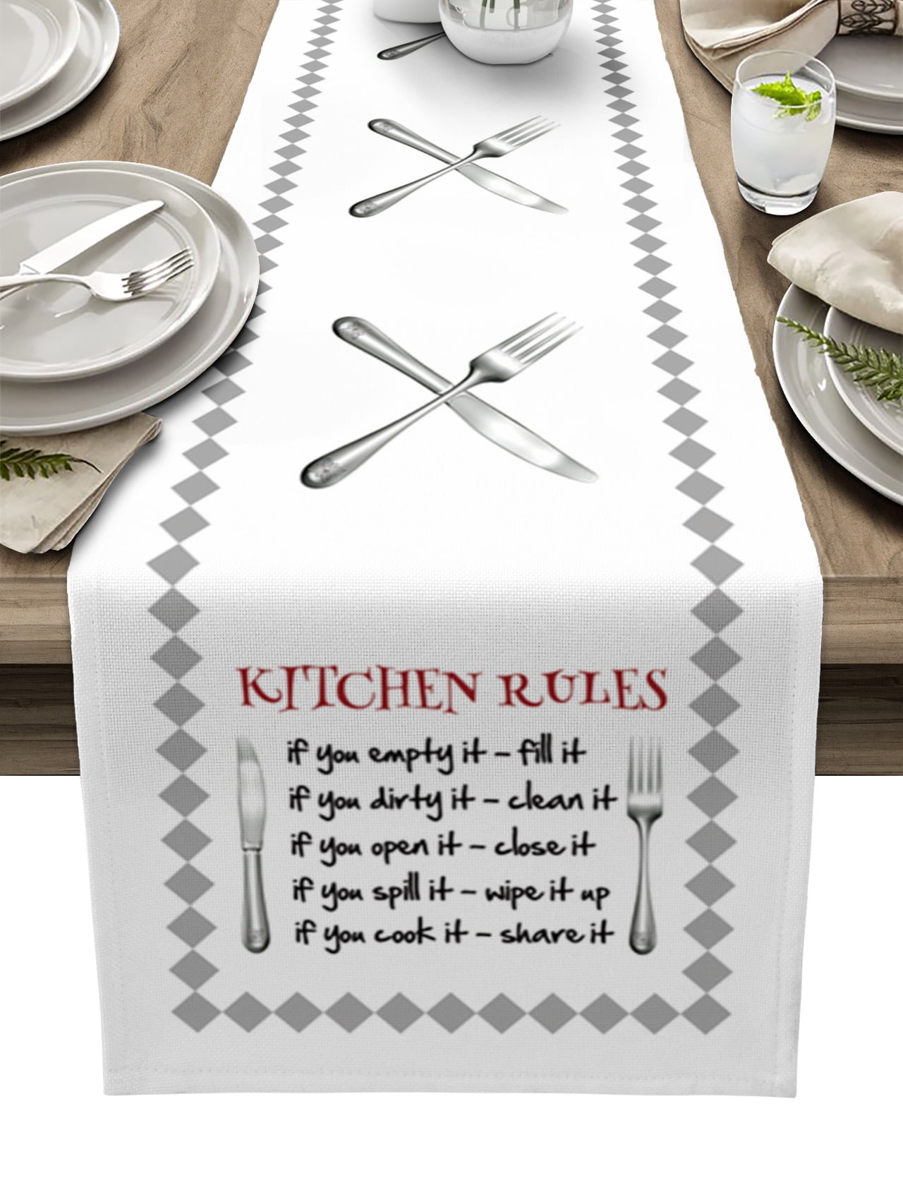 Chef Gourmet Knife And Fork Lattice Table Runner Luxury Wedding ration ...