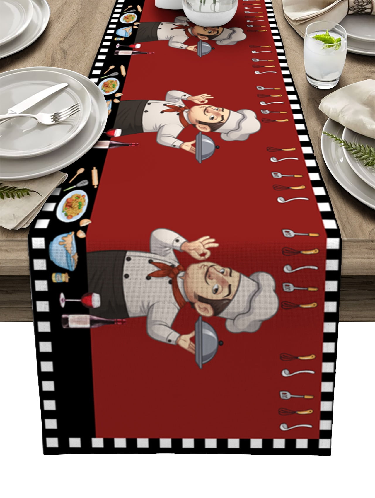 Chef Gourmet Knife And Fork Table Runner Coffee Table TV Counter Table ...