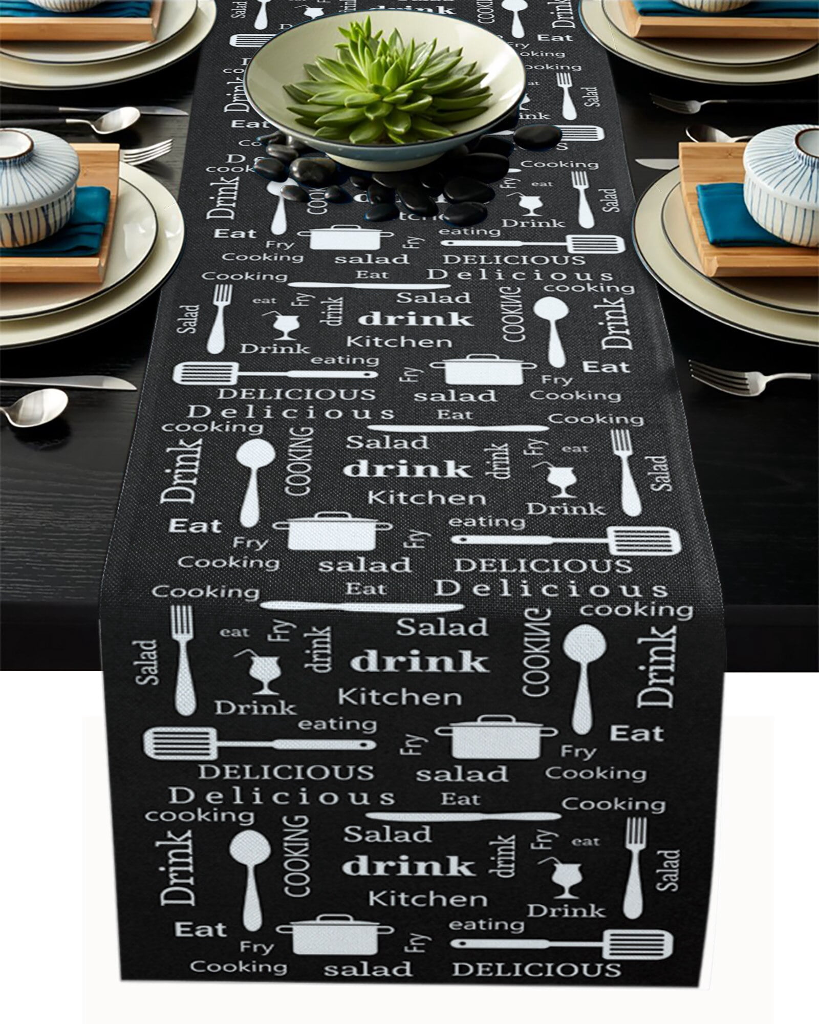 Chef Gourmet Knife And Fork Table Runner Coffee Table TV Counter Table ...