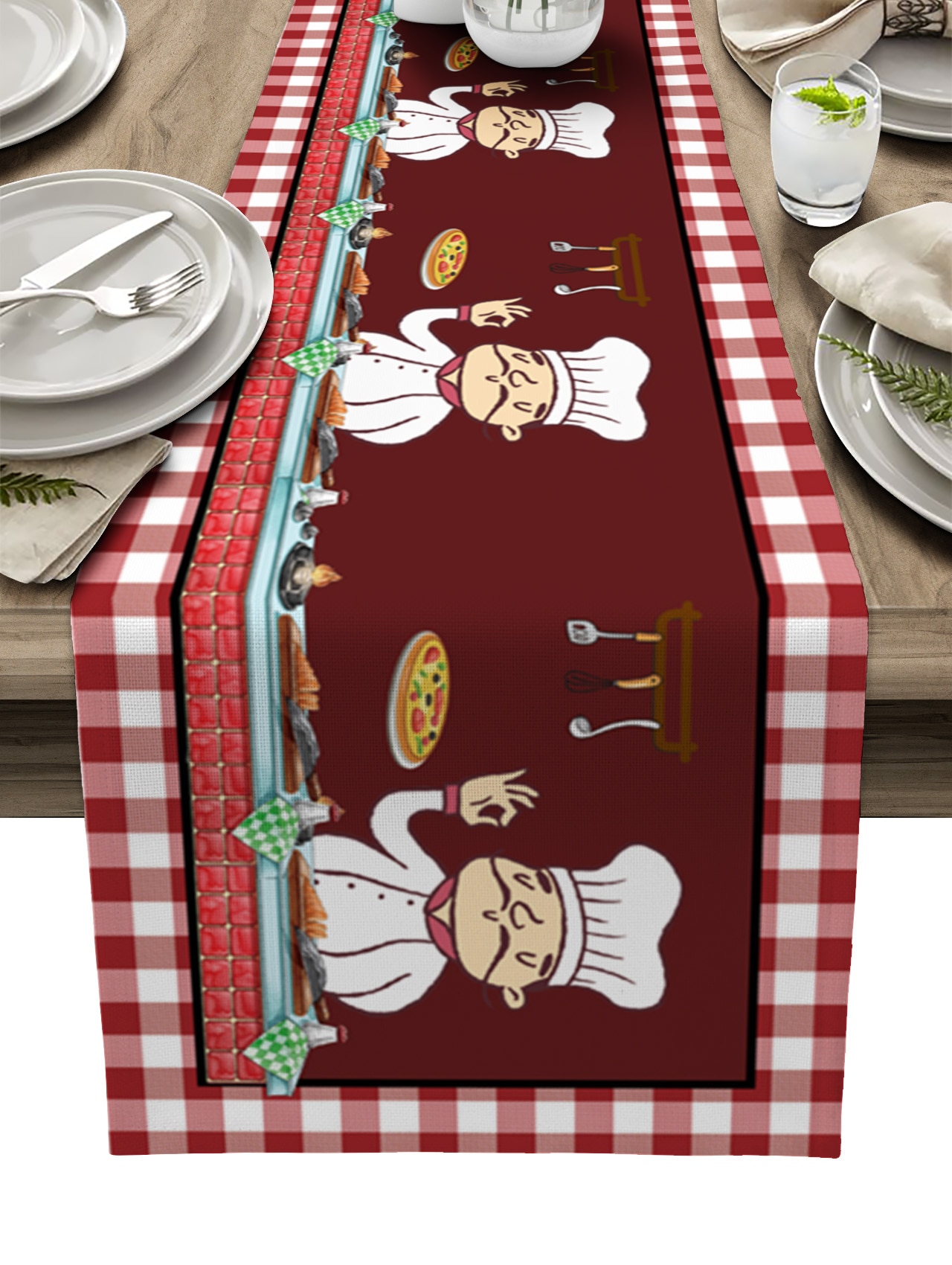Chef Gourmet Knife And Fork Table Runner Coffee Table TV Counter Table ...
