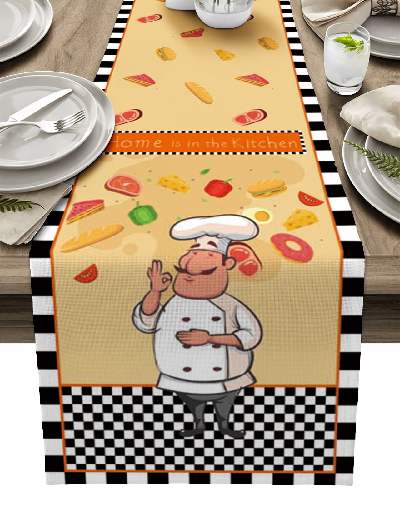 Chef Gourmet Knife And Fork Table Runner Coffee Table TV Counter Table ...