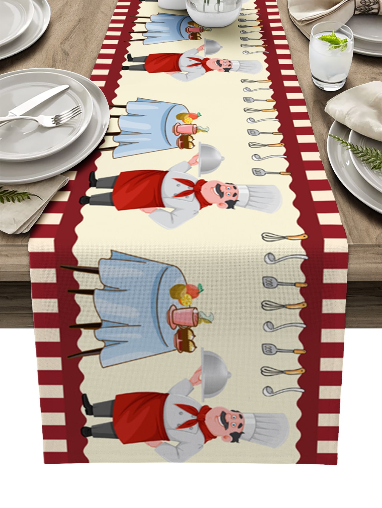 Chef Gourmet Knife And Fork Table Runner Coffee Table TV Counter Table ...