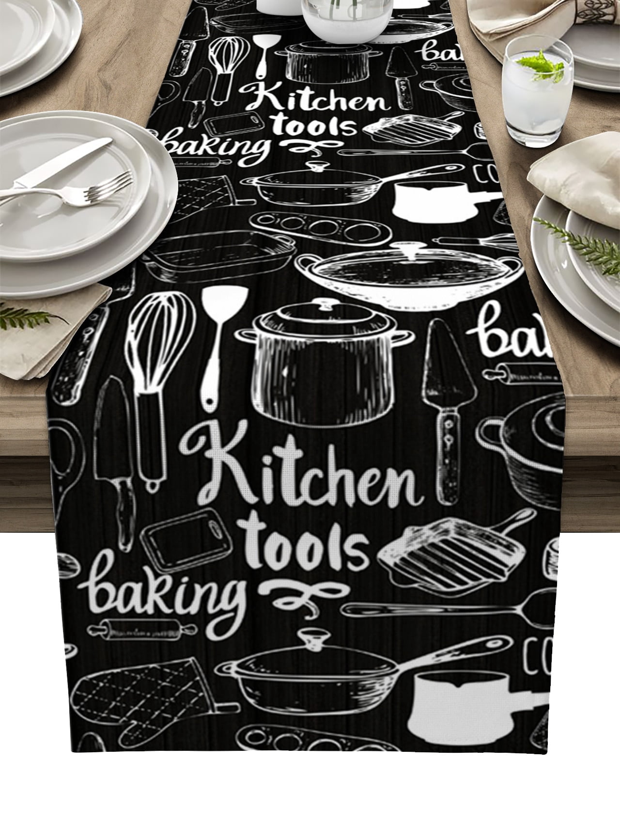 Chef Gourmet Knife And Fork Table Runner Coffee Table TV Counter Table ...