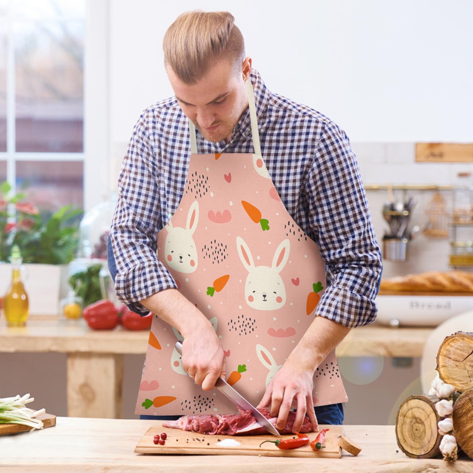 Chef-Grade Multi-Functional Kitchen Apron - Linen-Textured Polyester ...