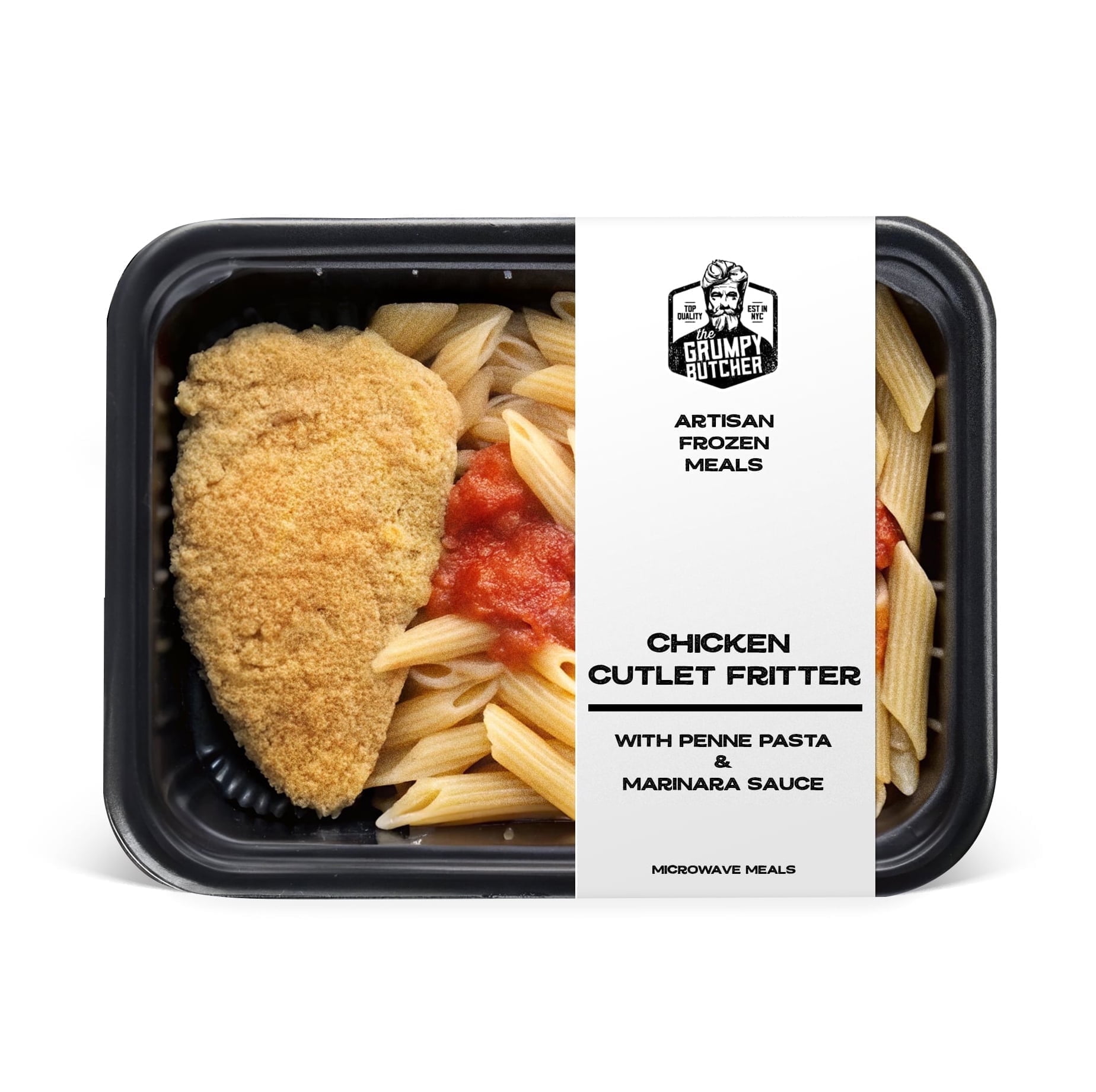 Chef Grumpy Butcher Frozen Meals, Chicken Cutlet Fritter and Penne ...