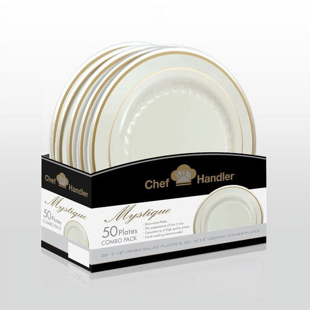 Chef Handler Mystique 50 piece Heavy Duty Round Plastic Plate Set ...