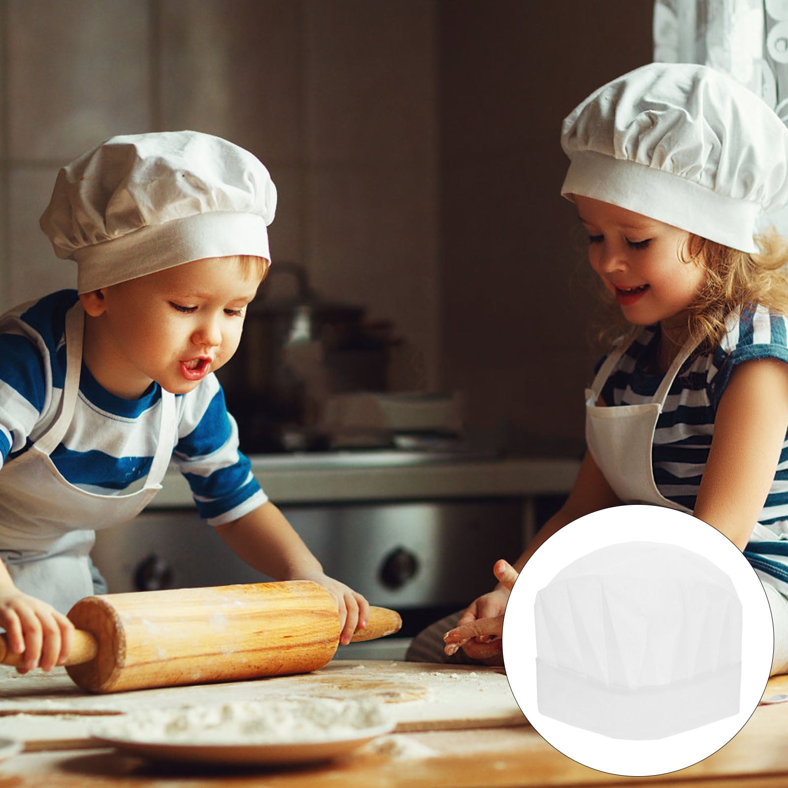Chef Hat Tall Cap: 20pcs Children Chef Toques Non-woven Fabric Baker ...