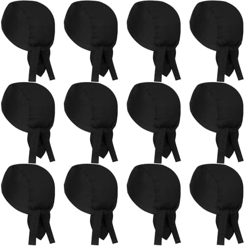 Chef Hat Tie Back for Men Adjustable Chef Cap Bandana Skull Cap Black ...