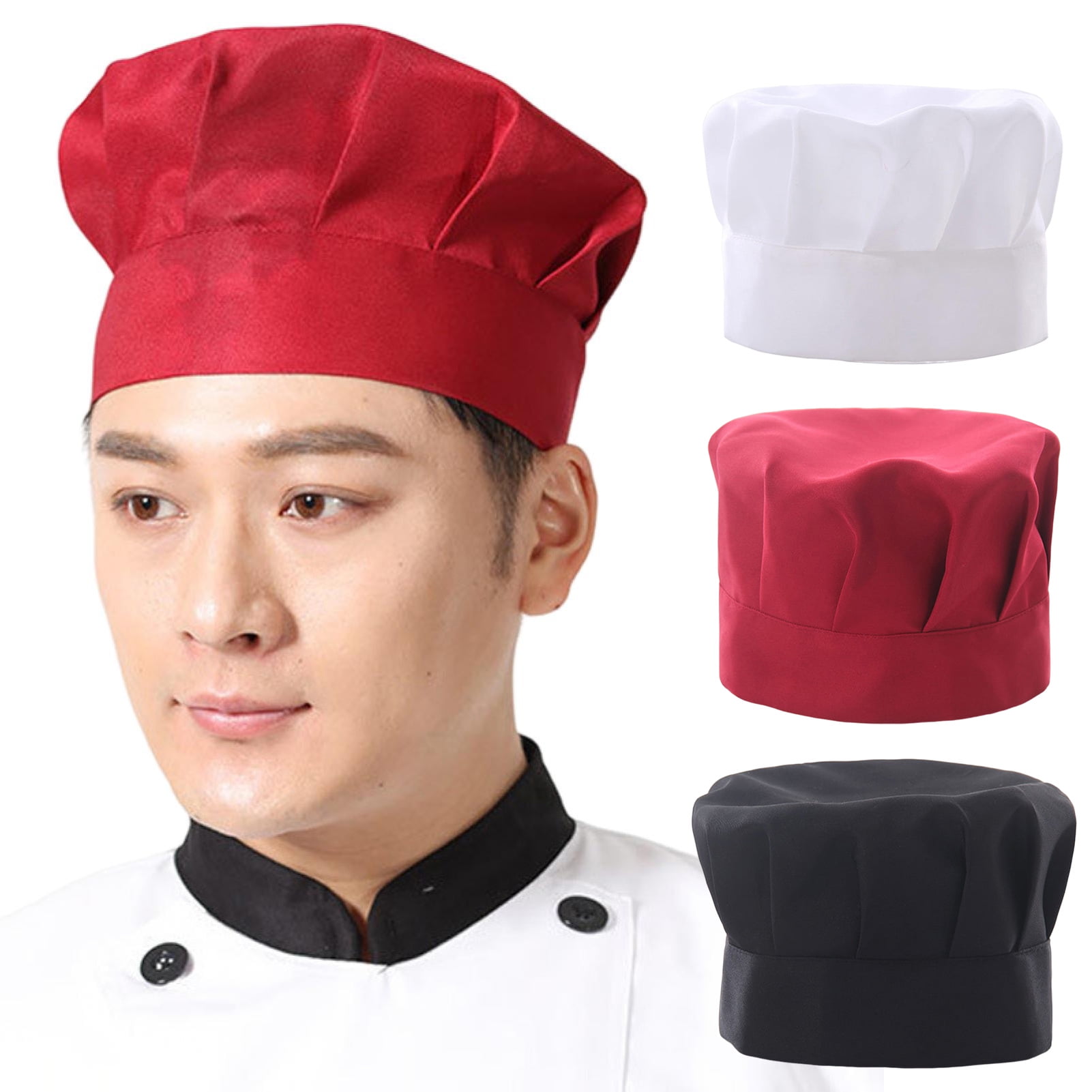 Chef Hat Unisex Kitchen Hat Hotel Restaurant Cook Cap Pleated Design ...