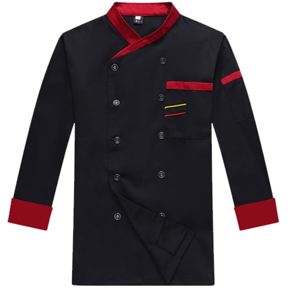 Chef Jacket, Black Chef Coat, Long-Sleeve Chef Uniform, Men's Kitchen ...