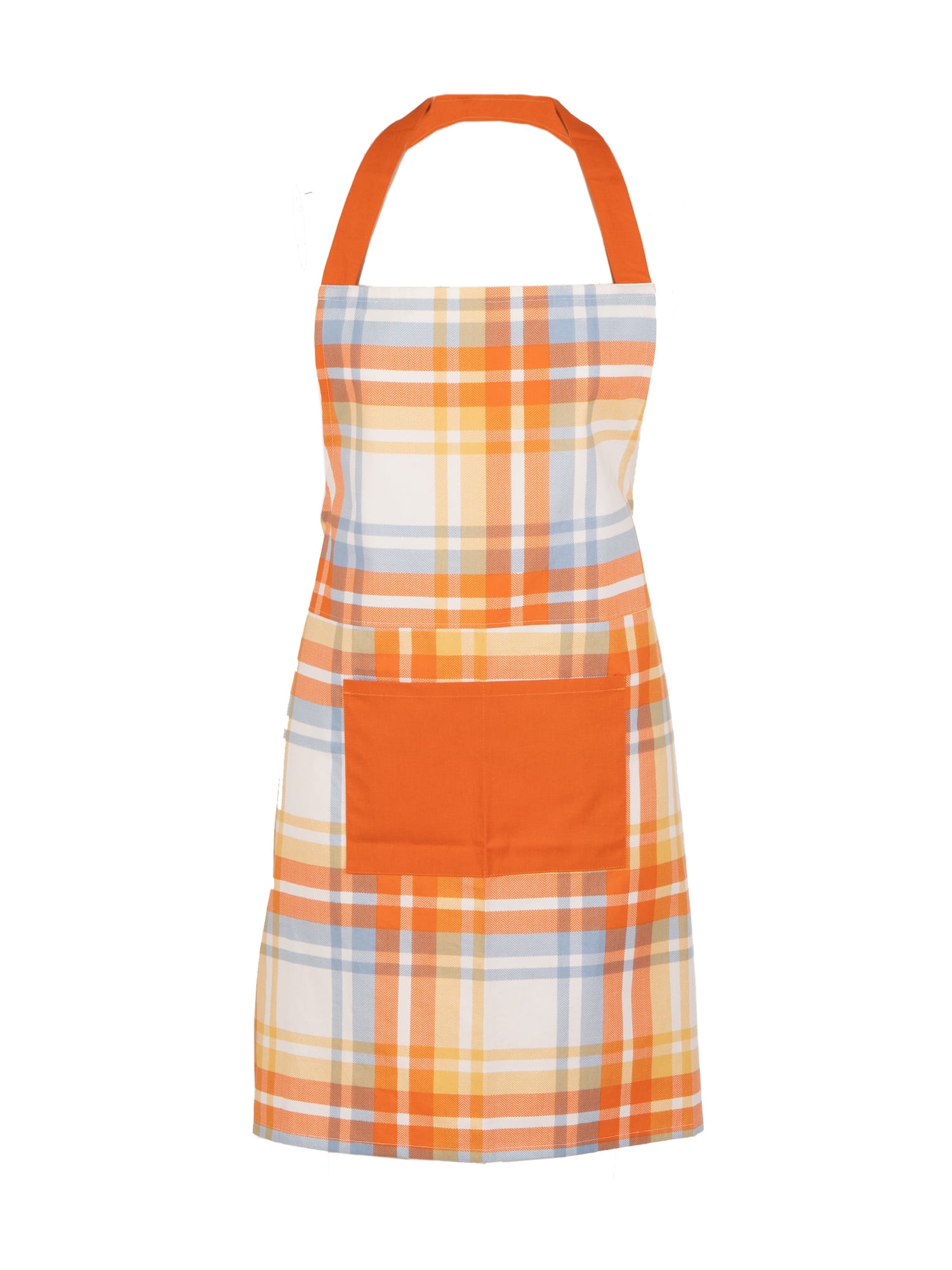 Chef Kitchen Apron, 28" x 32" Fall Plaid Cotton Bib Apron with Pockets ...