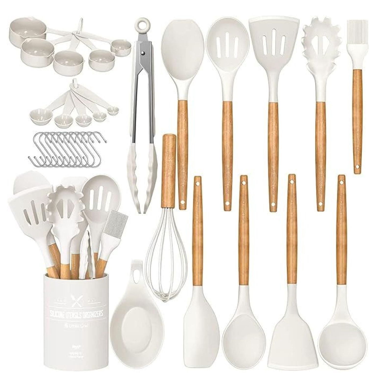 Chef Kitchen Cooking Utensils Set, 33 pcs Non-stick Silicone Cooking ...