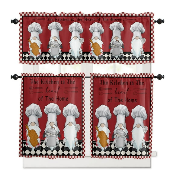 The Chef Kitchen Curtains Valances and Tiers Set of 3, 24 Inch Length ...