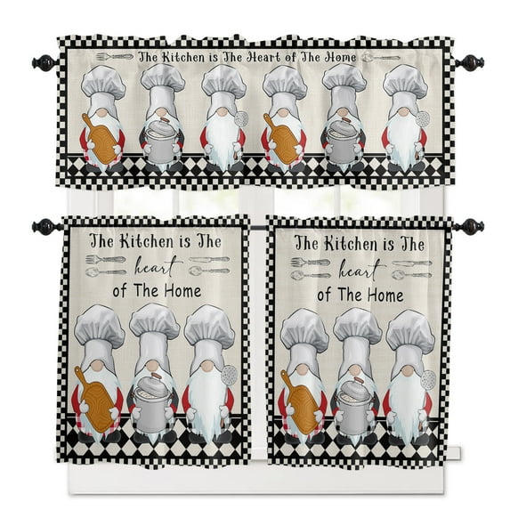 The Chef Kitchen Curtains Valances and Tiers Set of 3, 36 Inch Length ...