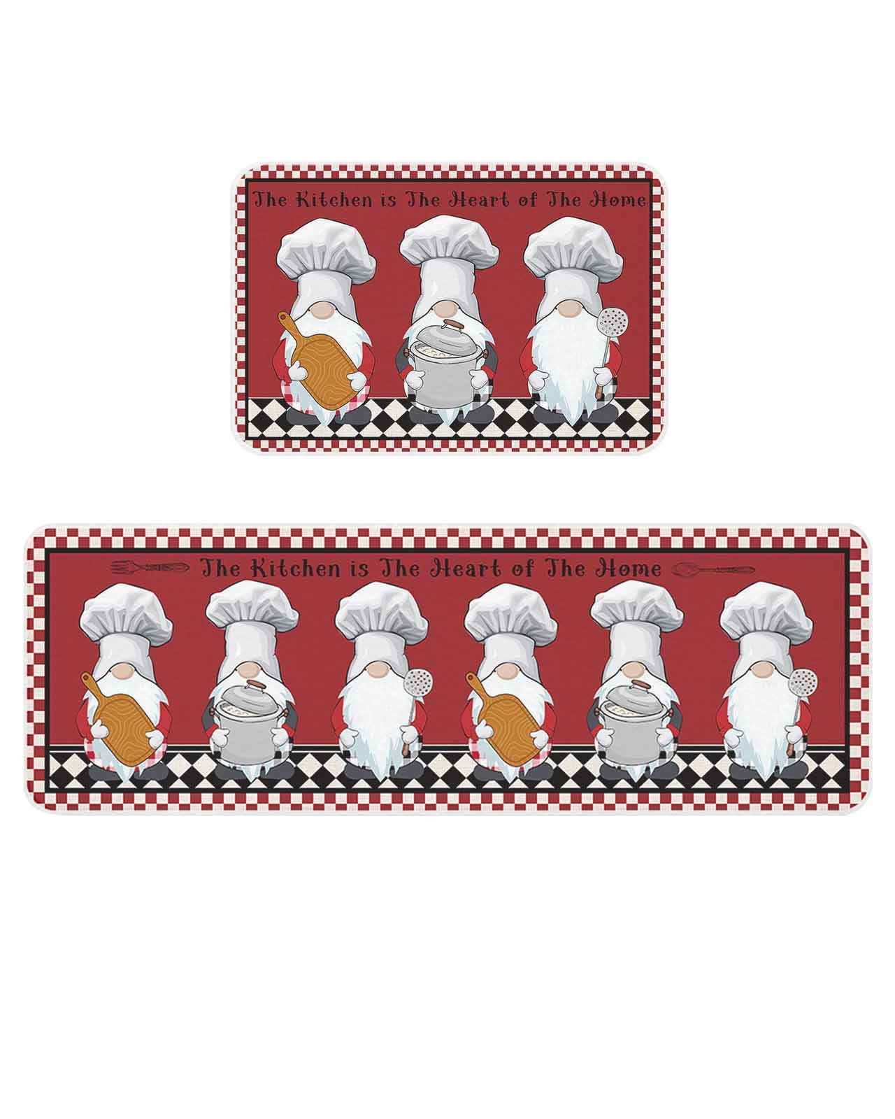 The Chef Kitchen Mats for Floor 2 Piece, Gnome Kitchen Black Buffalo ...