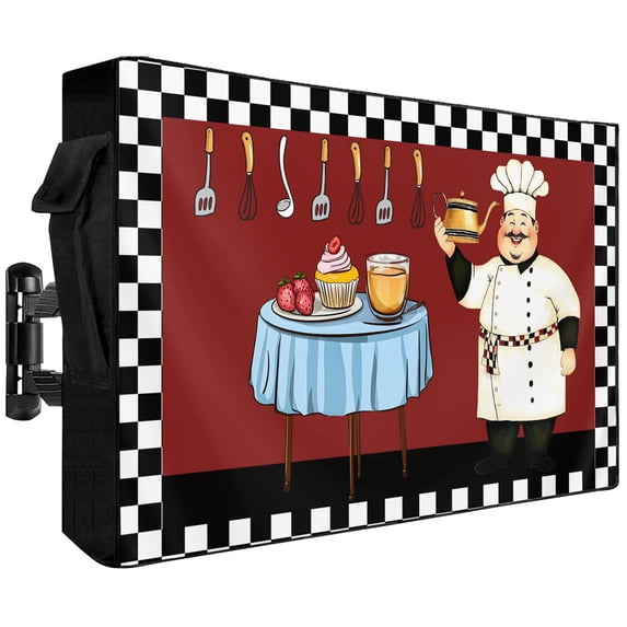 Chef Kitchen Outdoor TV Cover 70 to 75 inch Gourmet Black White Buffalo ...