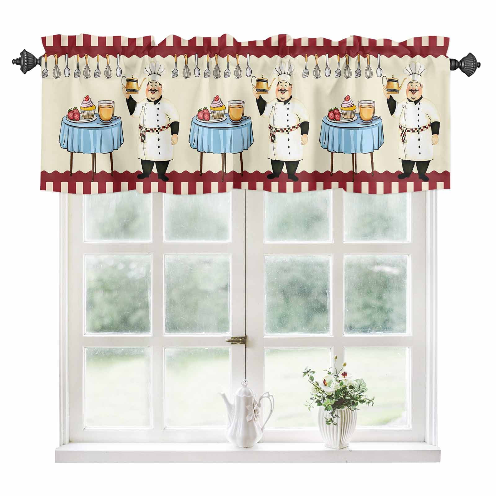 Chef Kitchen Valances for Windows 42x18 Inch Kitchen Curtains Valances ...